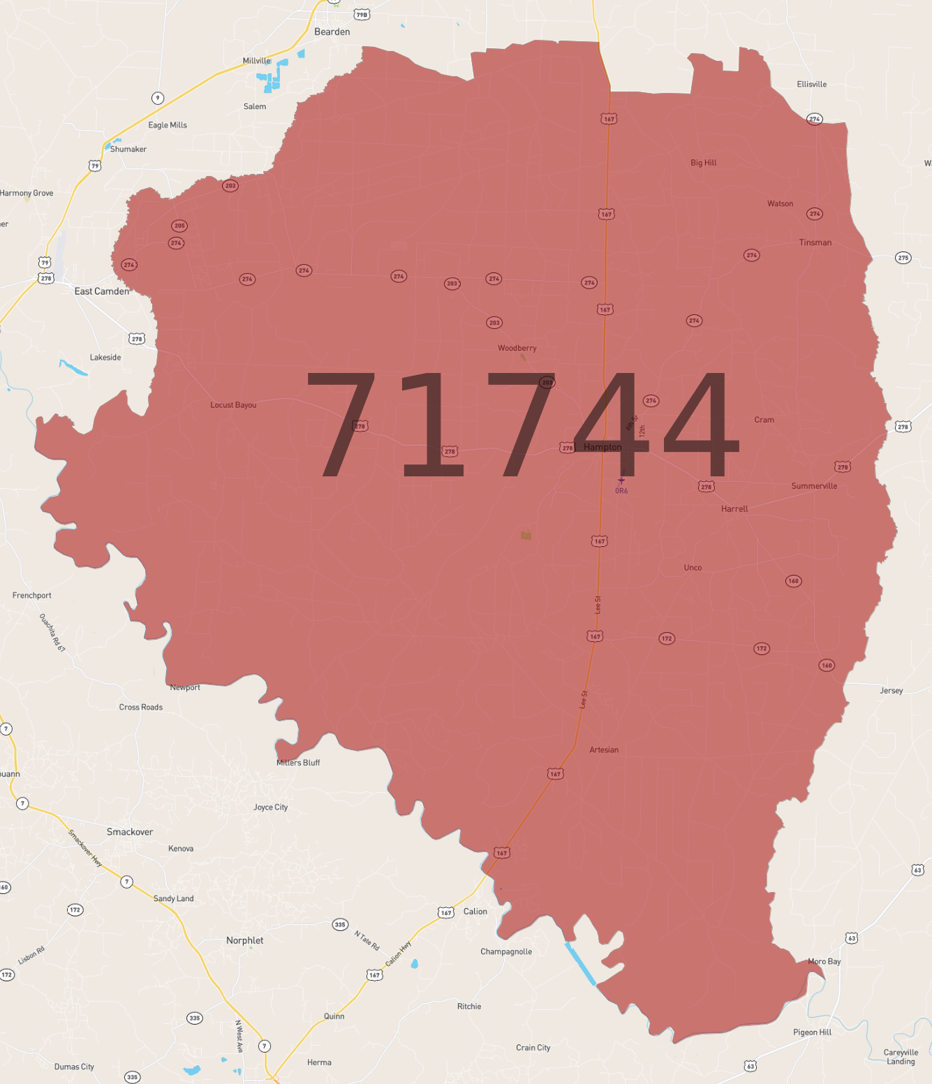 Zip Code 71744 - AtlasBig.com