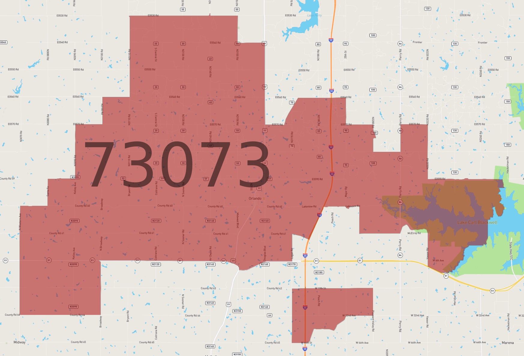 Zip Code 73073 - AtlasBig.com