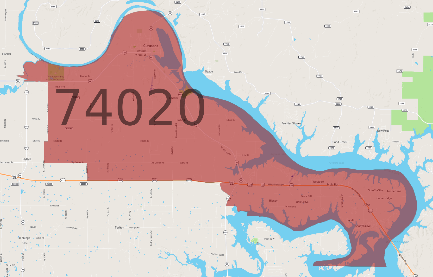Zip Code 74020 - AtlasBig.com