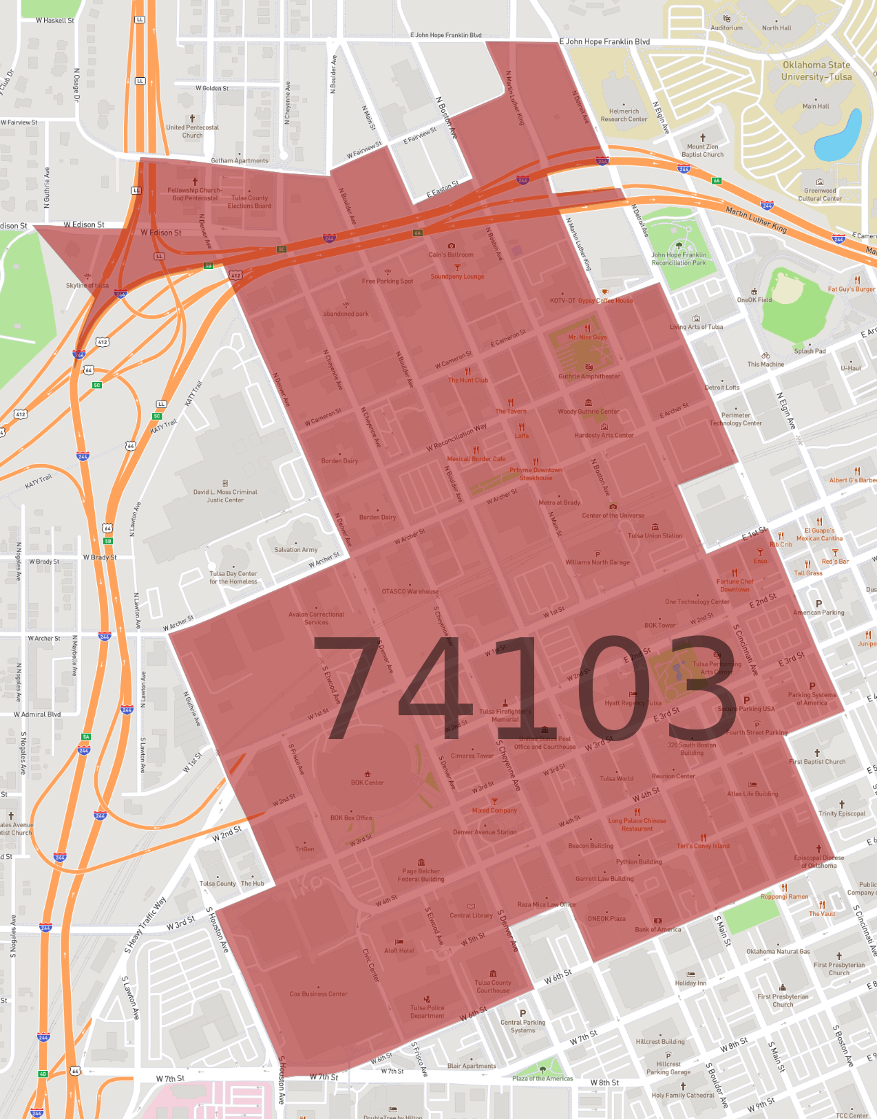 Zip Code 74103 - AtlasBig.com