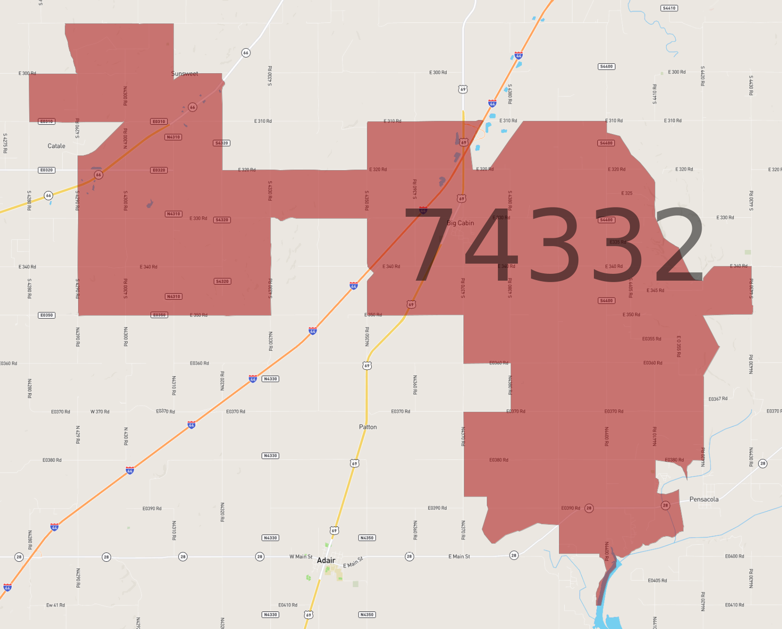 Zip Code 74332 - AtlasBig.com