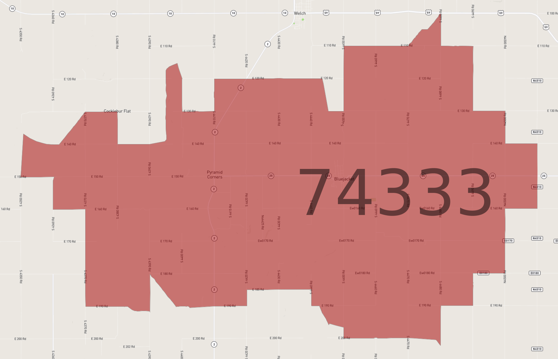 Zip Code 74333 - AtlasBig.com
