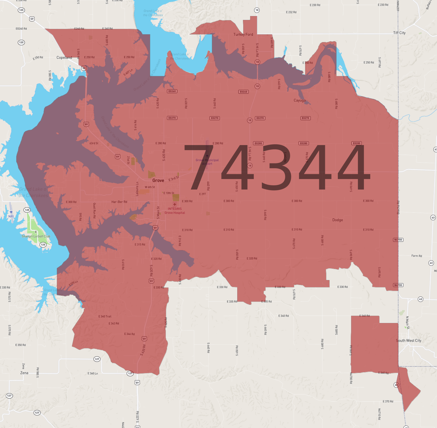 Zip Code 74344 - AtlasBig.com