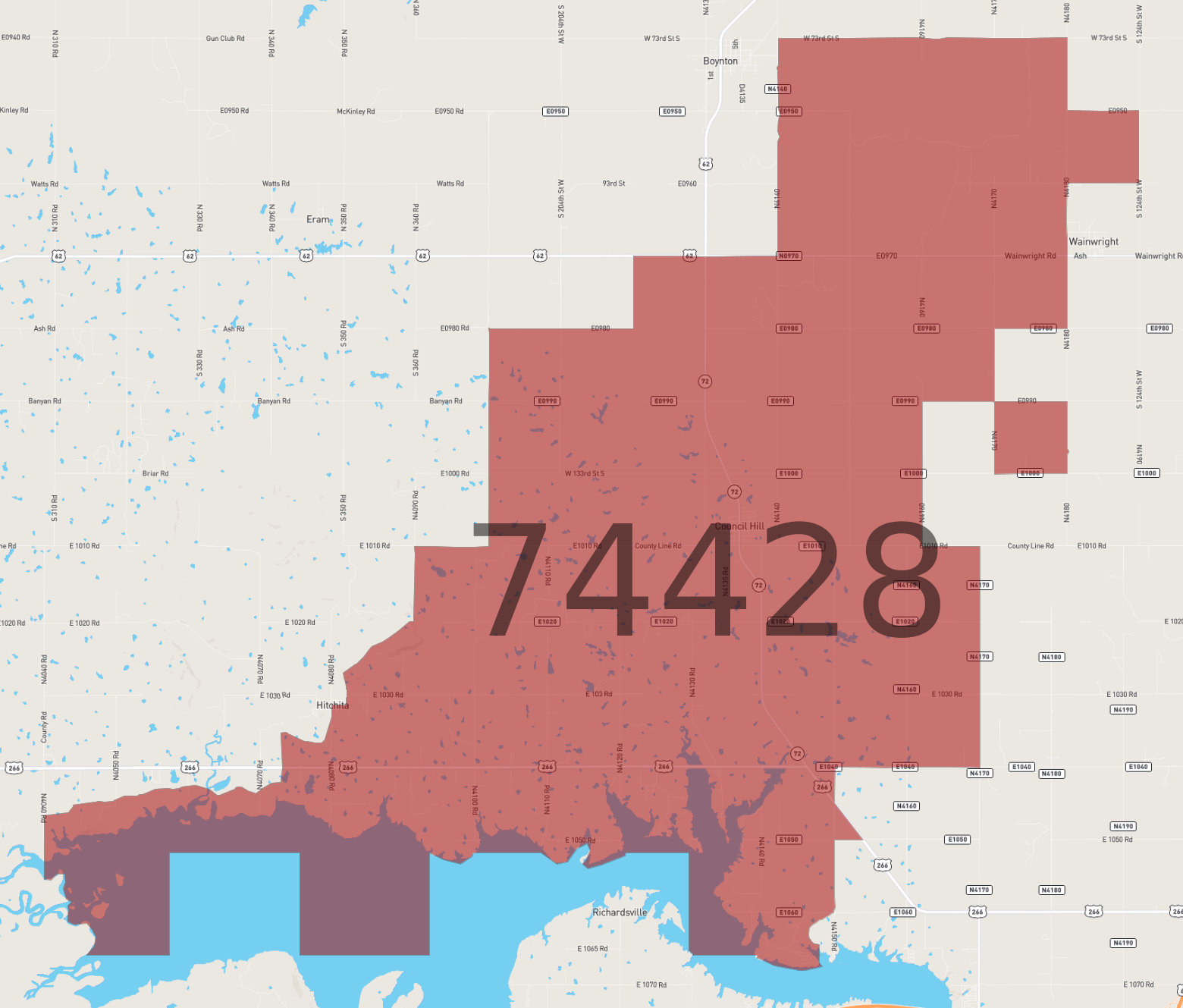 Zip Code 74428 - AtlasBig.com