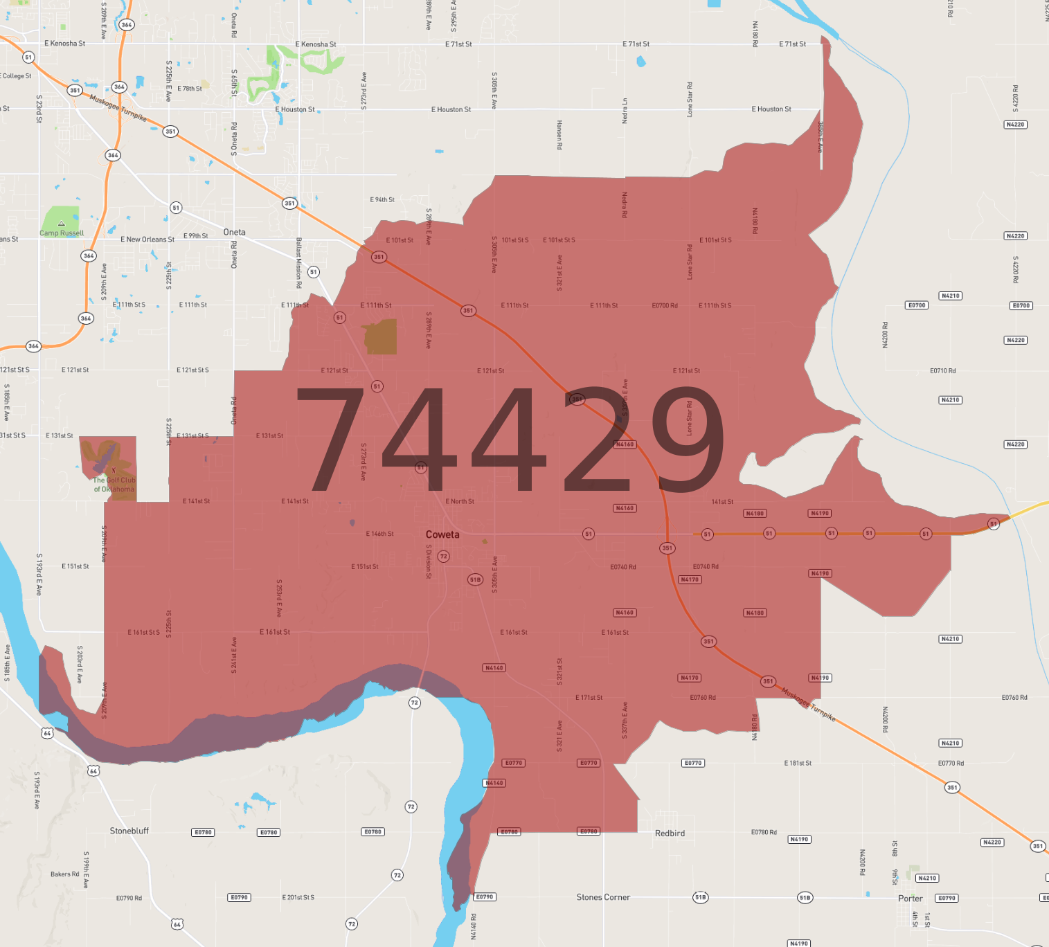 Zip Code 74429 - AtlasBig.com