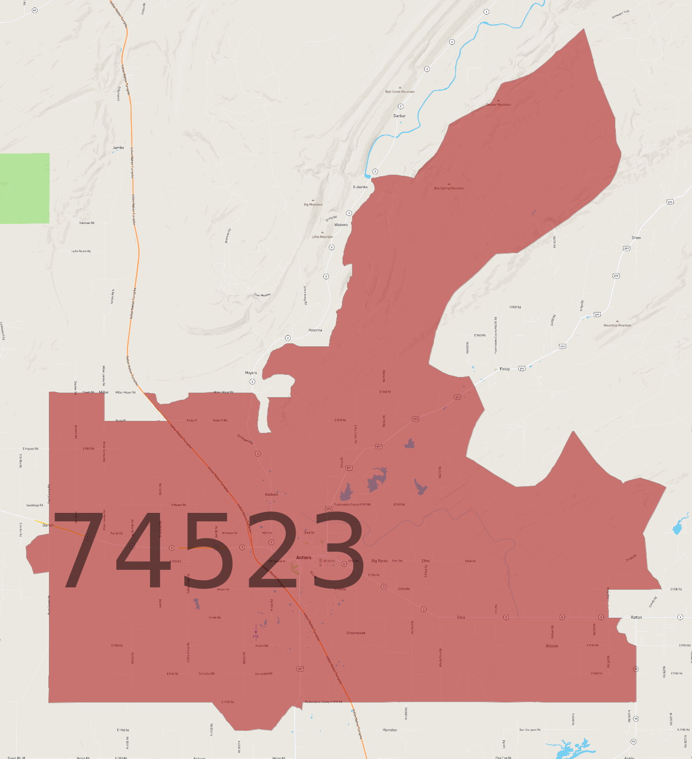 Zip Code 74523 - AtlasBig.com