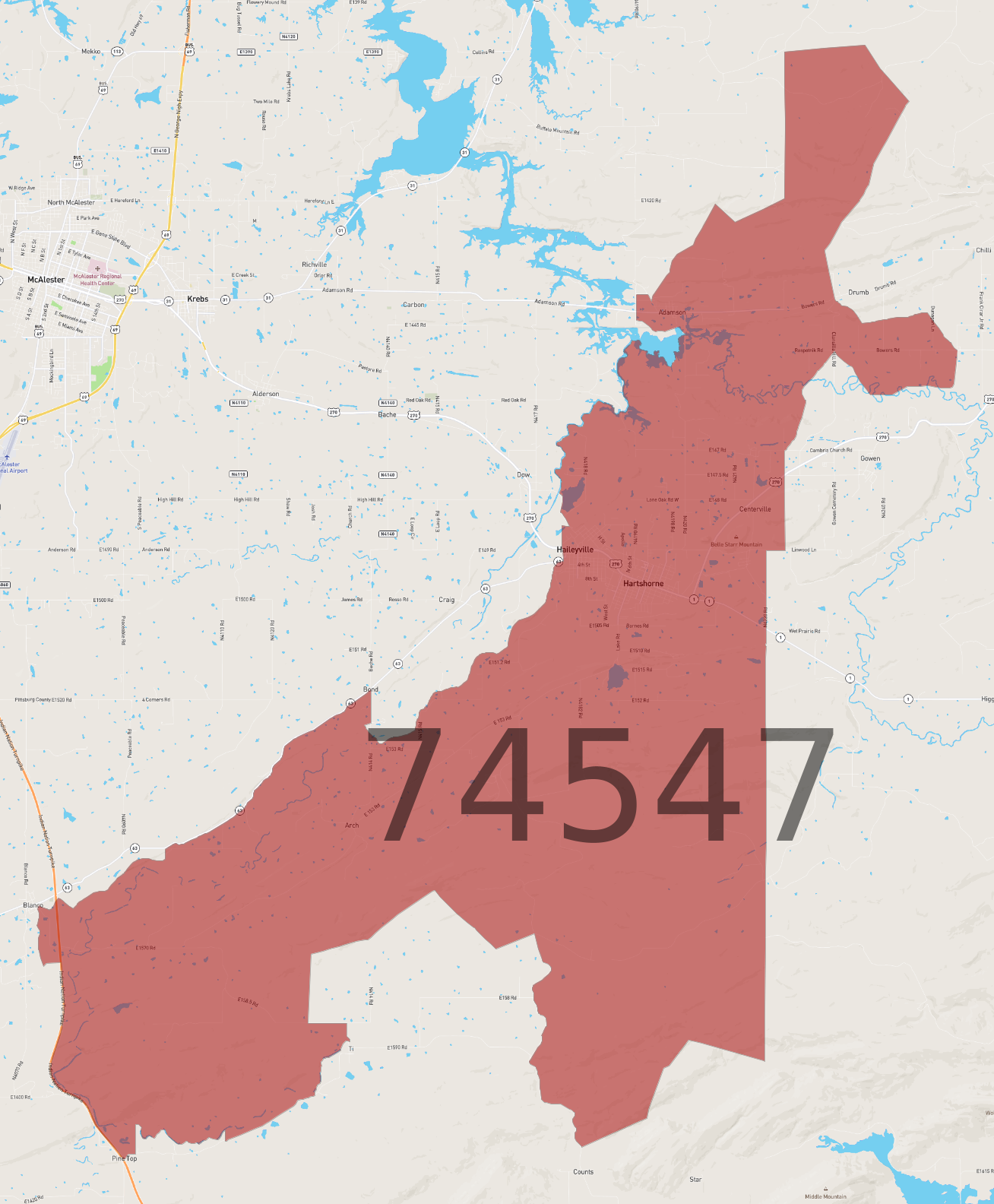 Zip Code 74547 - AtlasBig.com