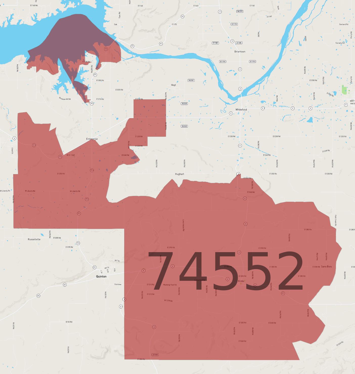 Zip Code 74552 - AtlasBig.com
