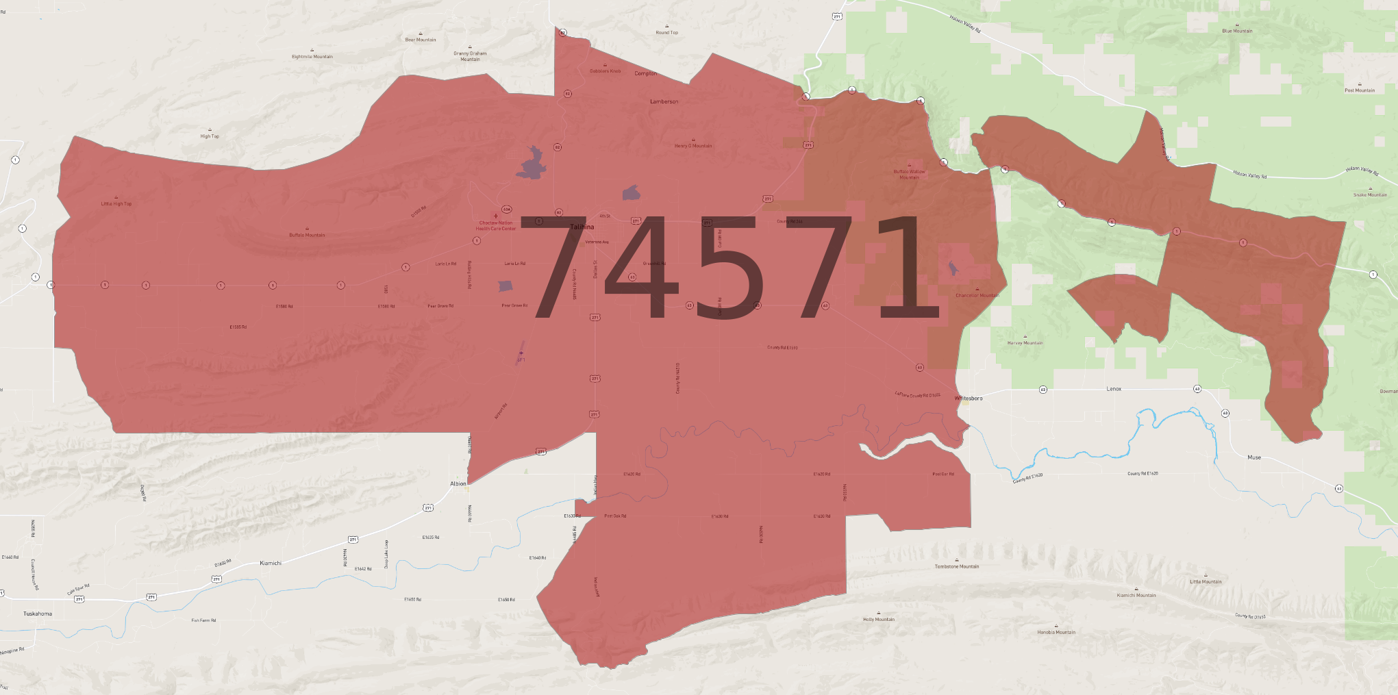 Zip Code 74571 - AtlasBig.com