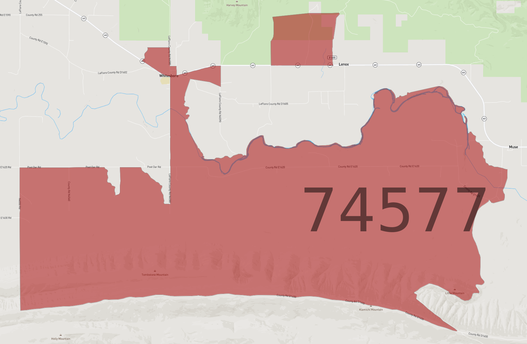 Zip Code 74577 - AtlasBig.com