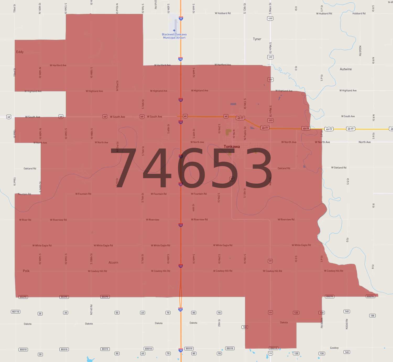 Zip Code 74653 AtlasBig