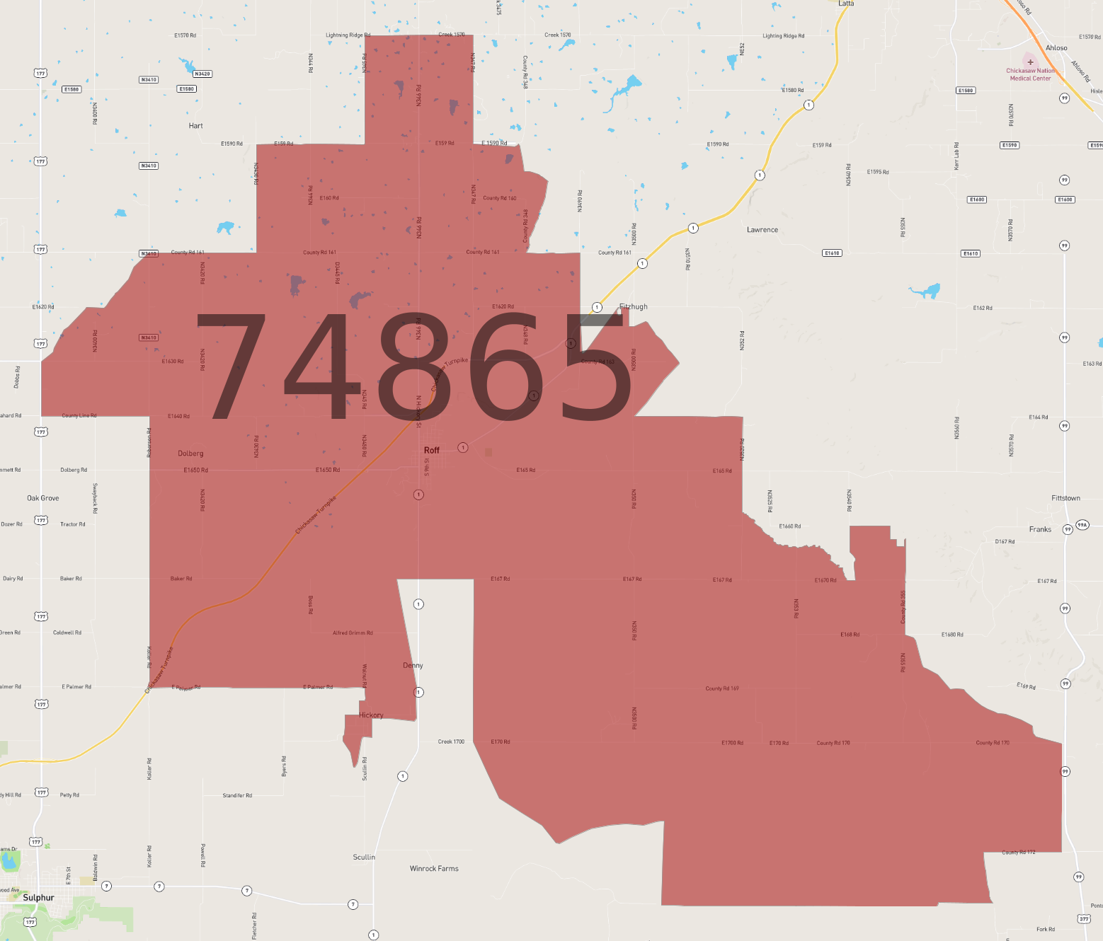 Zip Code 74865 - AtlasBig.com