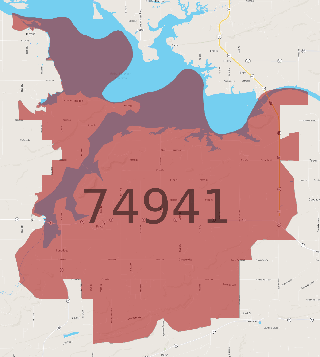 Zip Code 74941 - AtlasBig.com