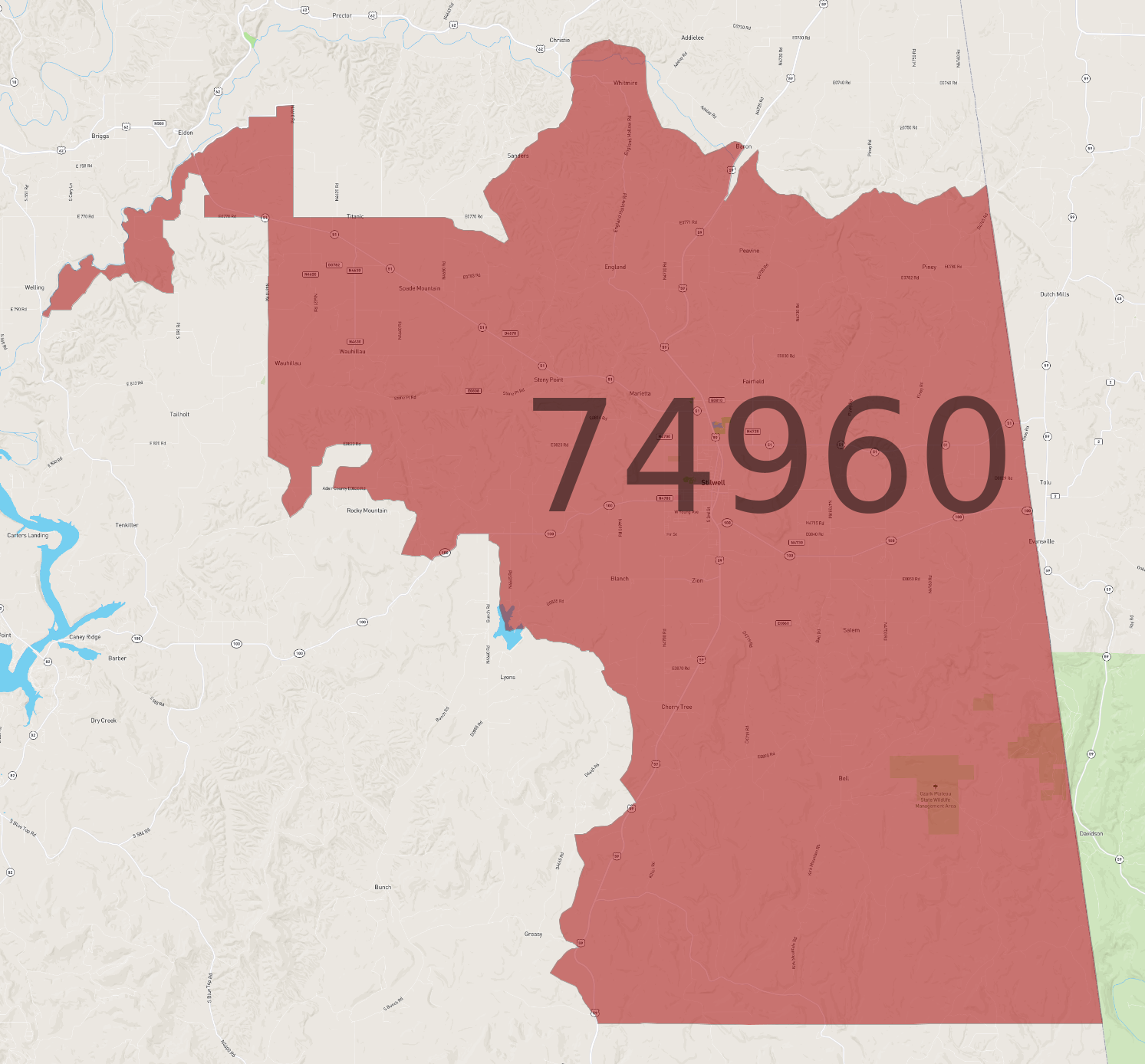 Zip Code 74960 - AtlasBig.com