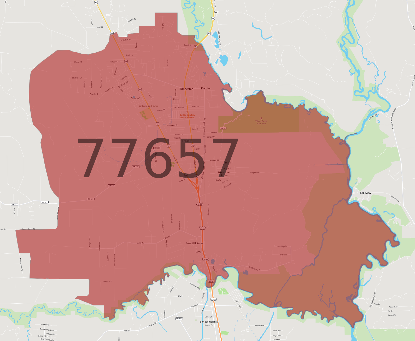 Zip Code 77657 - AtlasBig.com