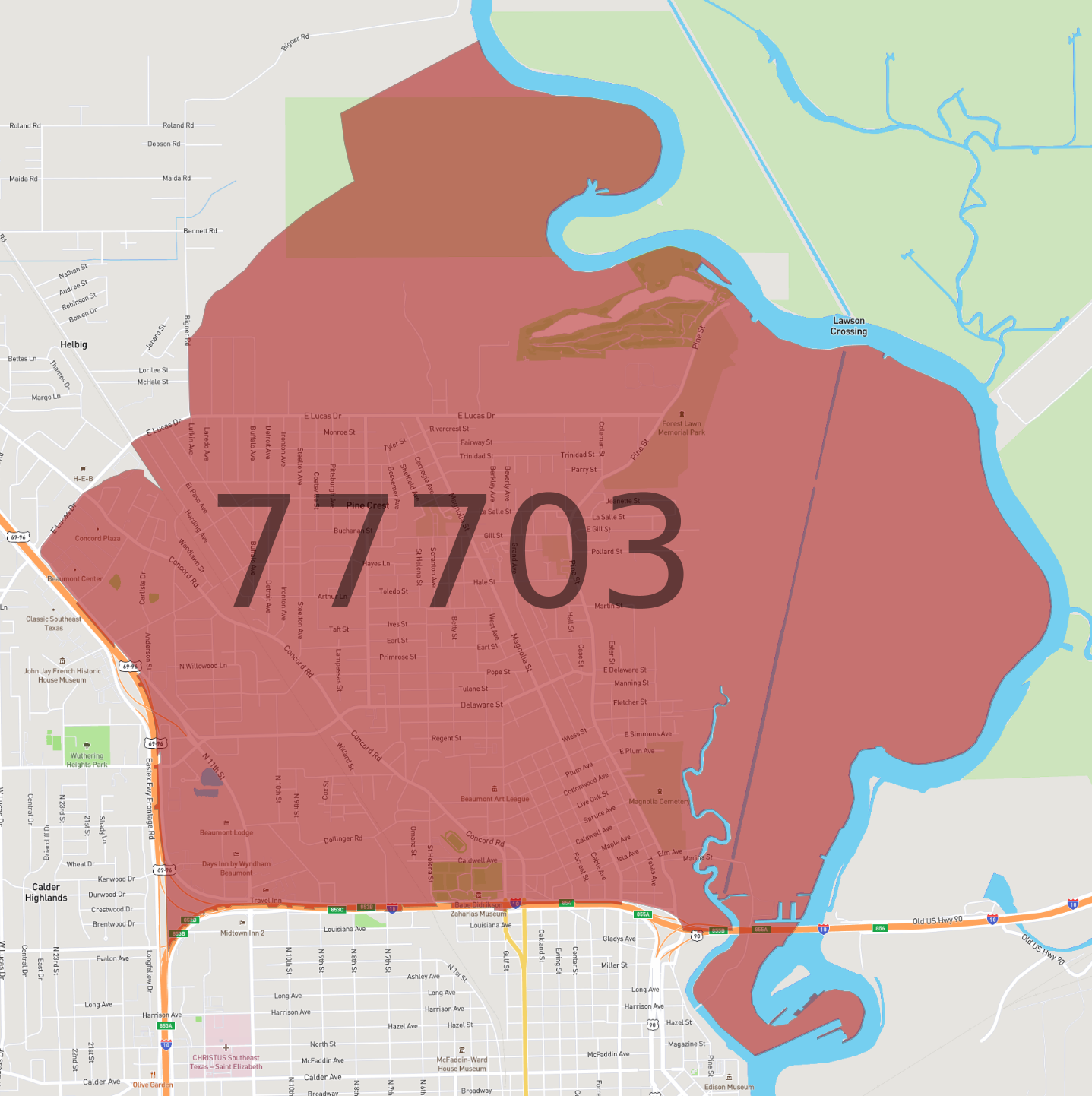 Zip Code 77703 - AtlasBig.com