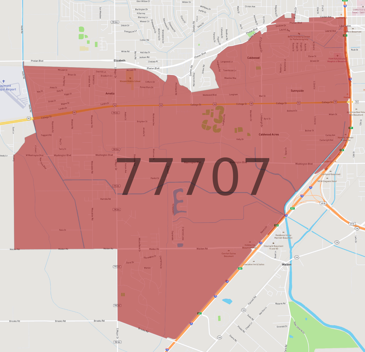 Zip Code 77707 - AtlasBig.com