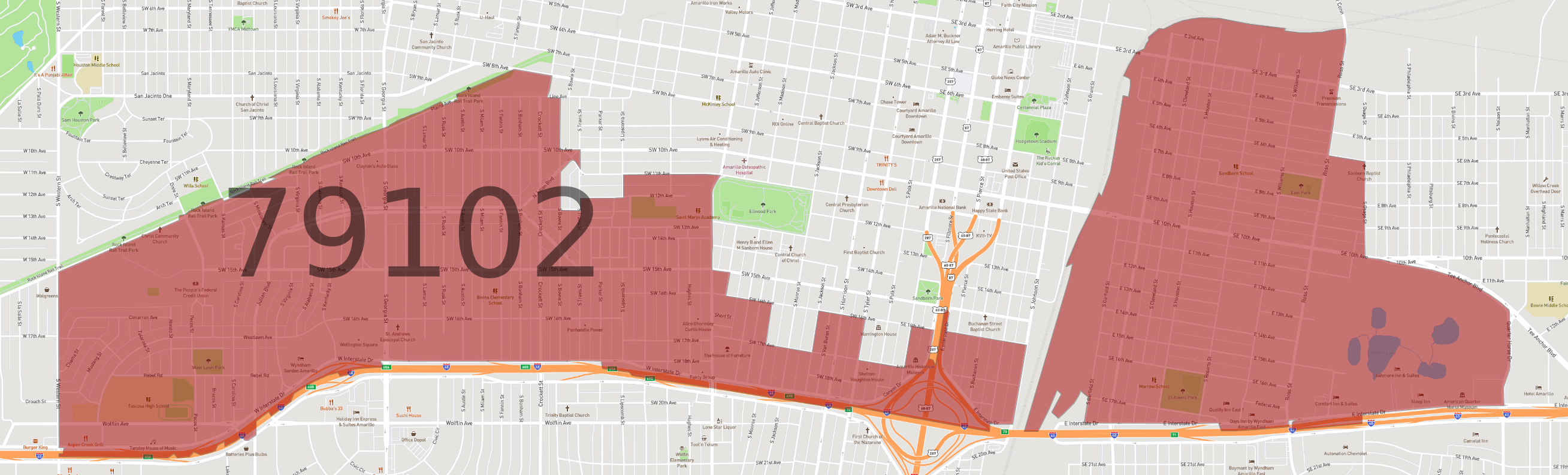 Zip Code 79102 - AtlasBig.com