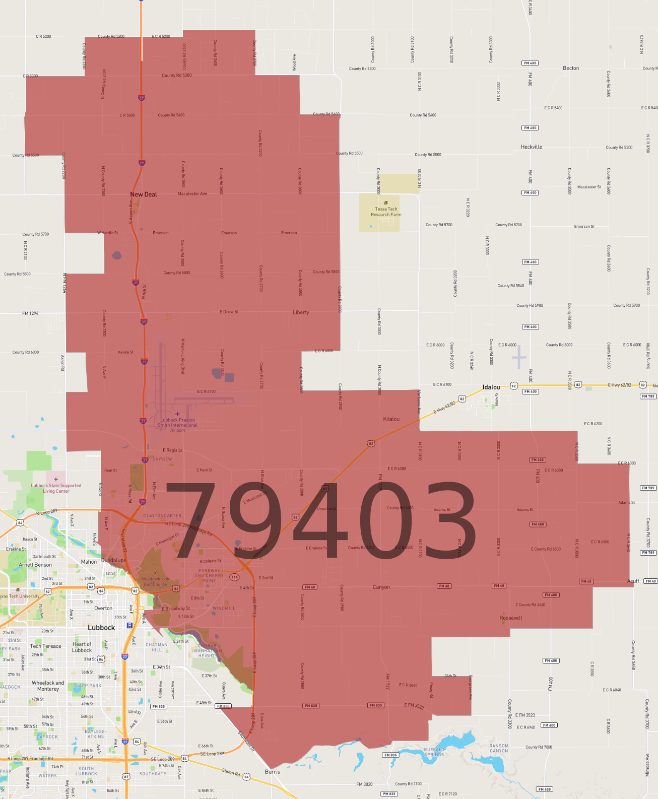 Zip Code 79403 - AtlasBig.com