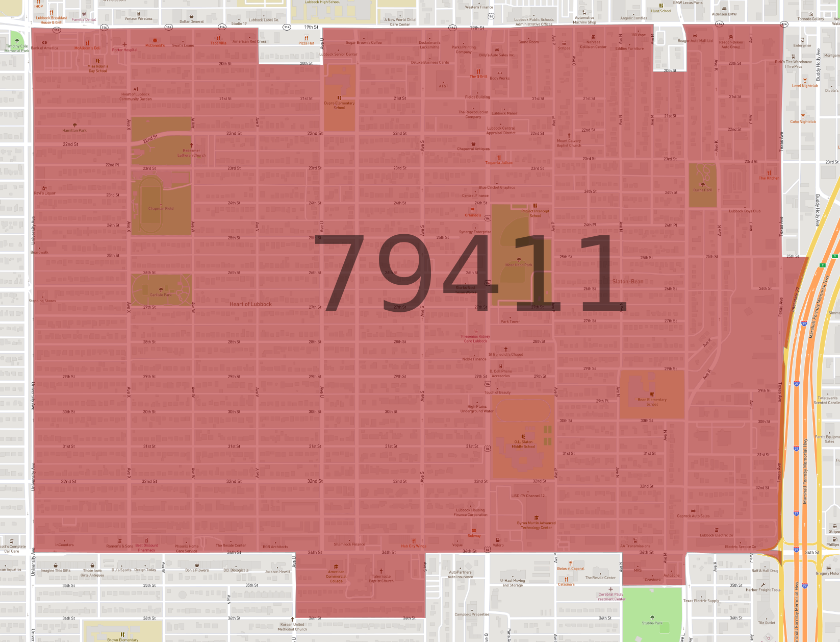 Zip Code 79411 - AtlasBig.com