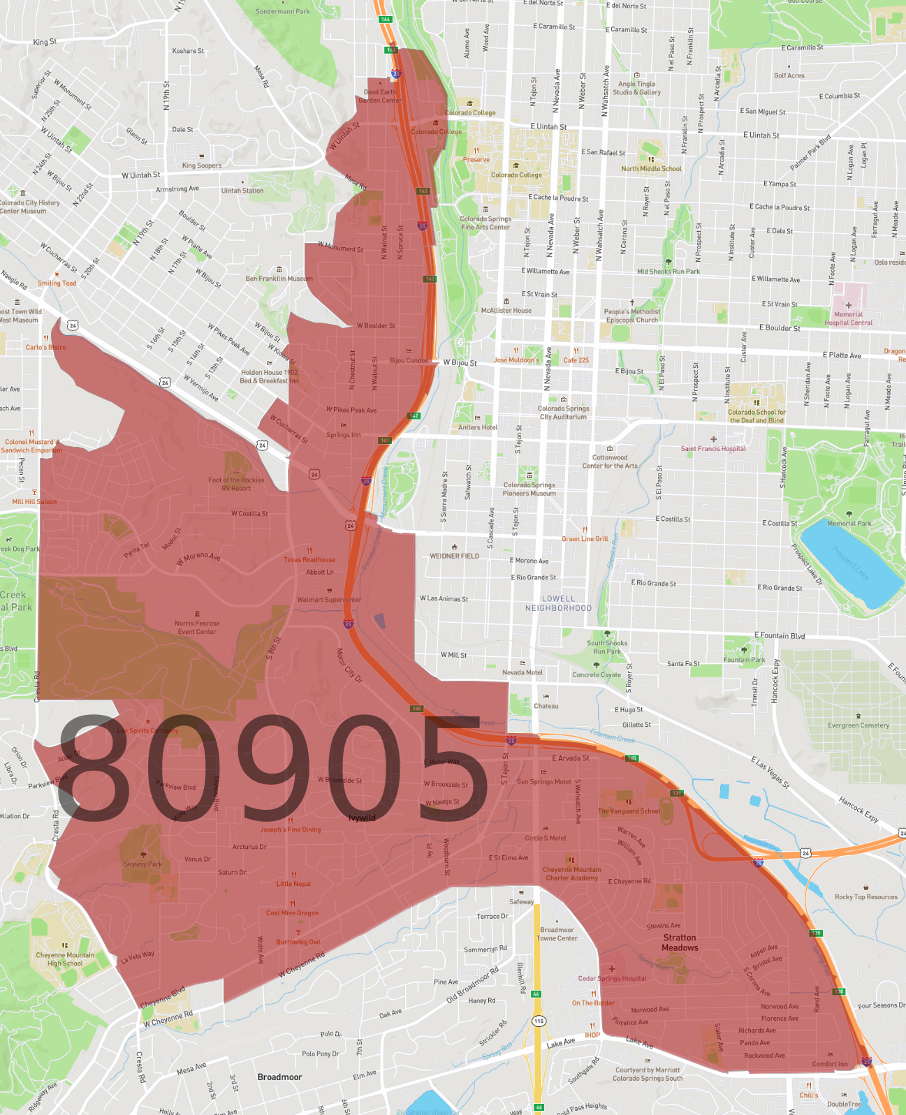 Zip Code 80905 - AtlasBig.com