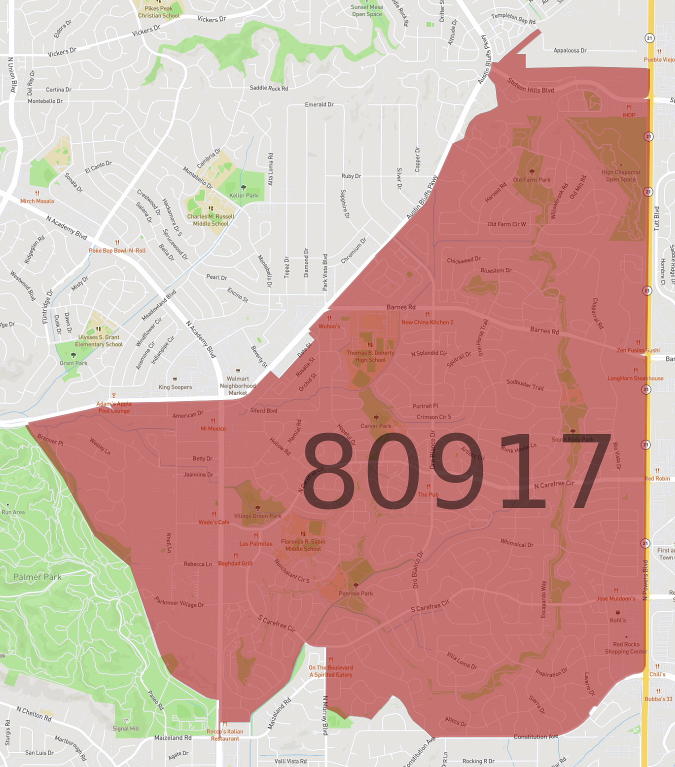 Zip Code 80917 - AtlasBig.com
