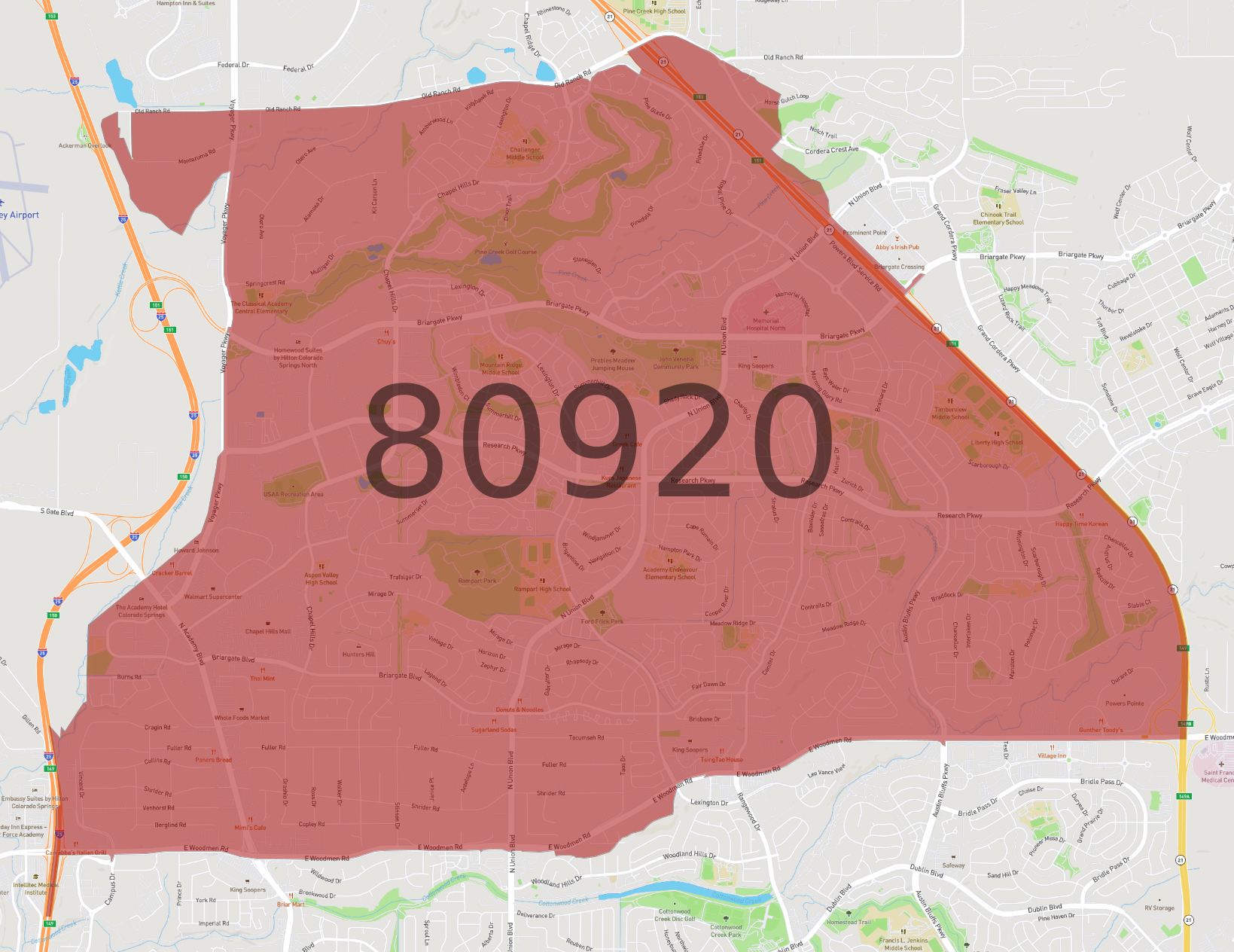 Zip Code 80920 - AtlasBig.com