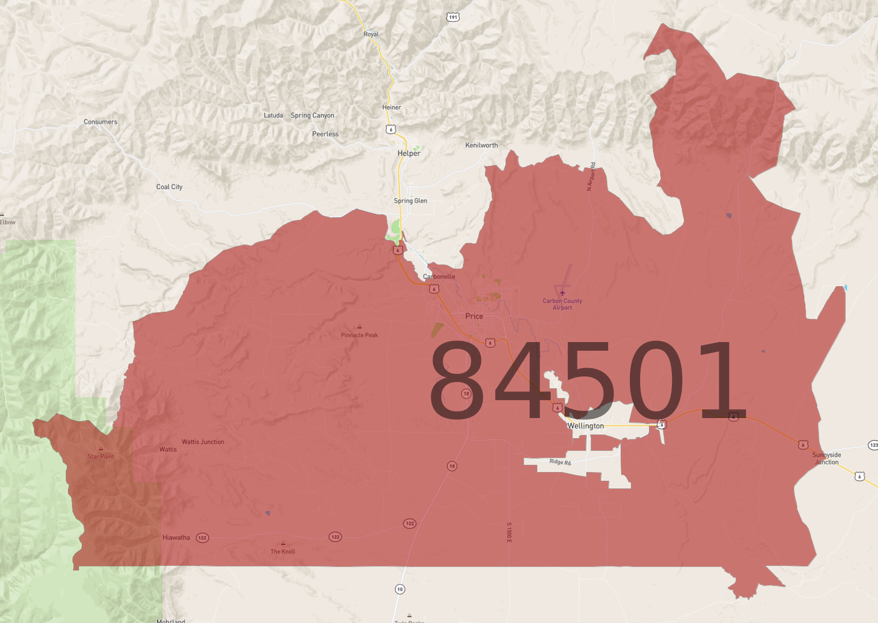 Zip Code 84501 - AtlasBig.com