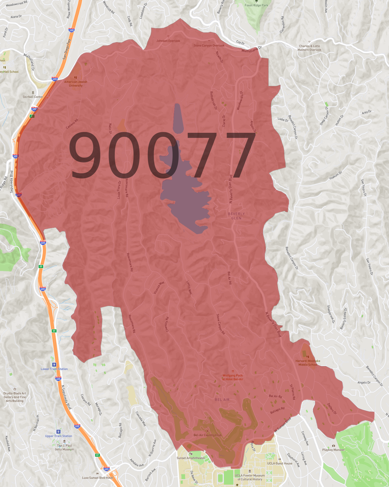 Zip Code 90077 - AtlasBig.com