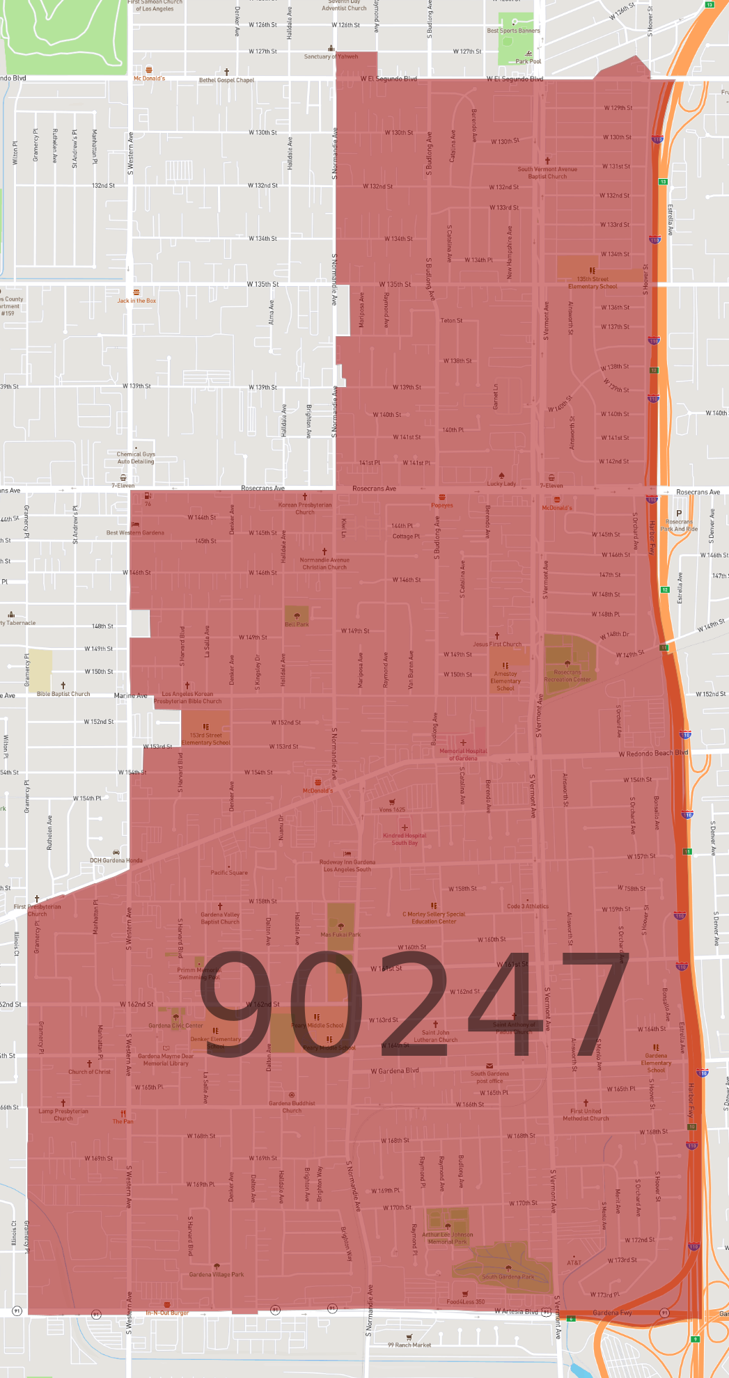 Zip Code 90247 - AtlasBig.com