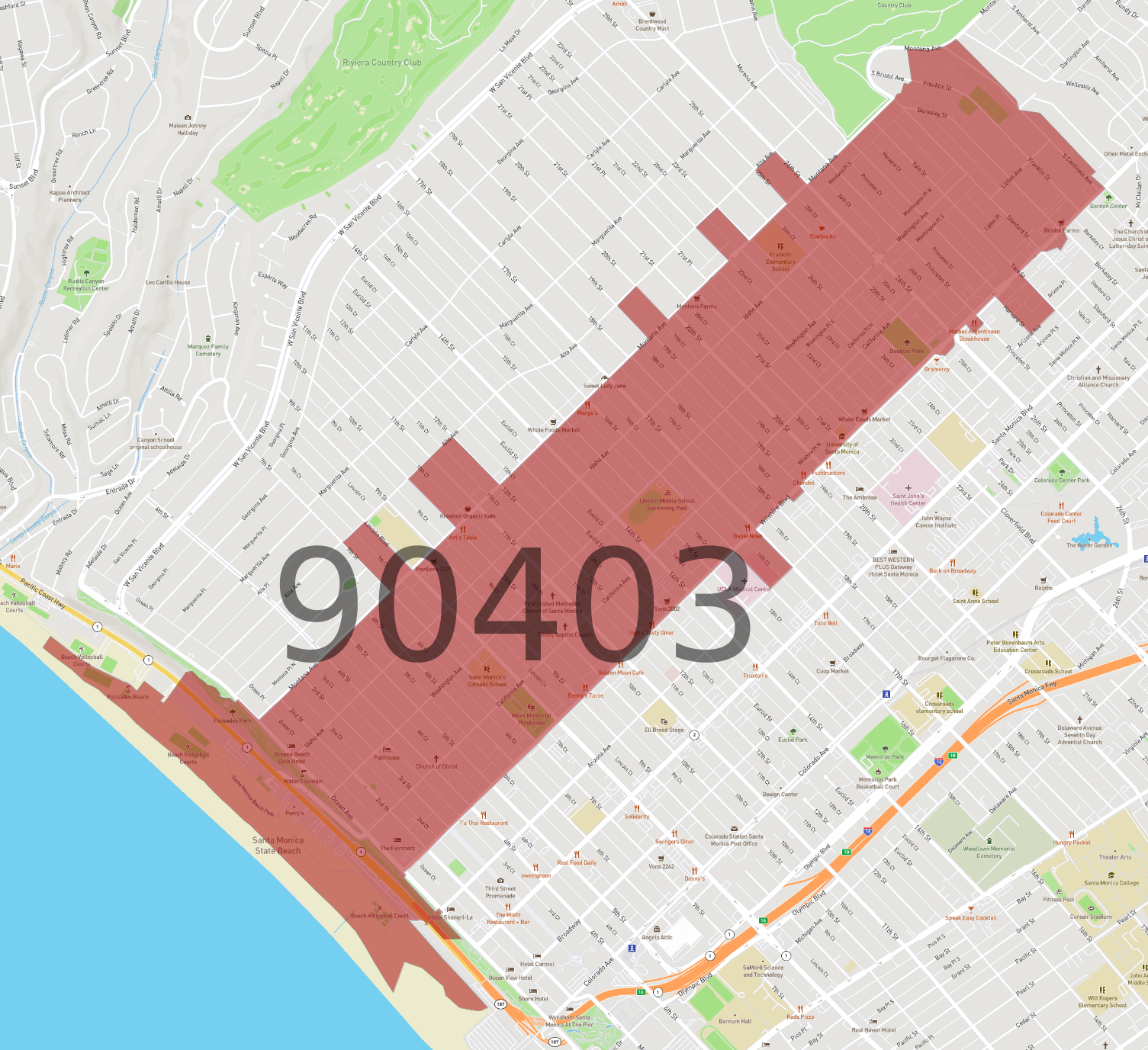 Zip Code 90403 - AtlasBig.com