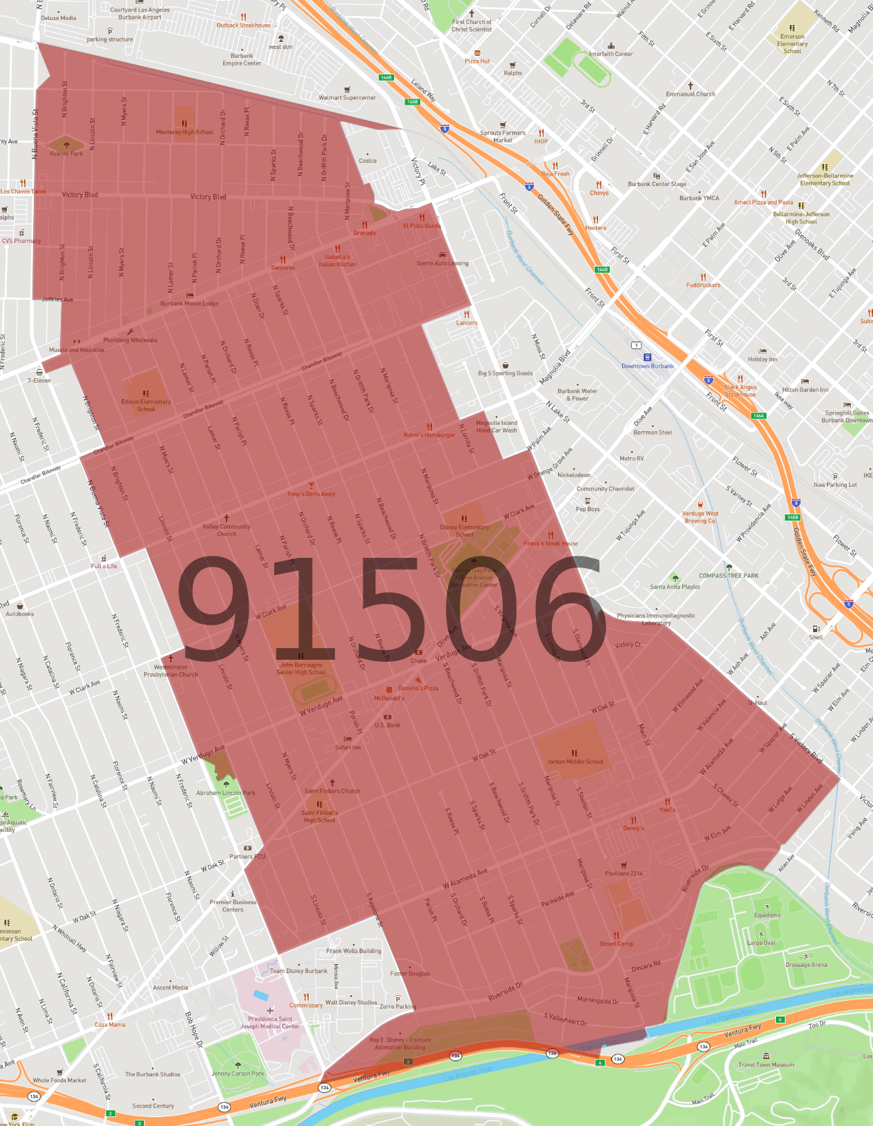 Zip Code 91506 - AtlasBig.com