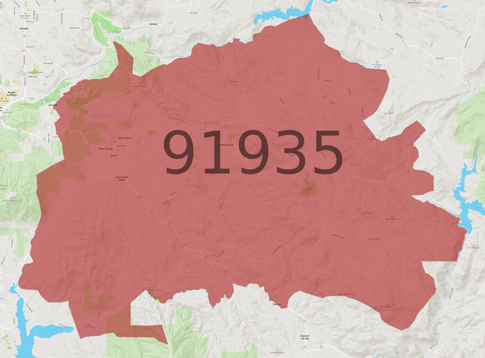 Zip Code 91935 - AtlasBig.com