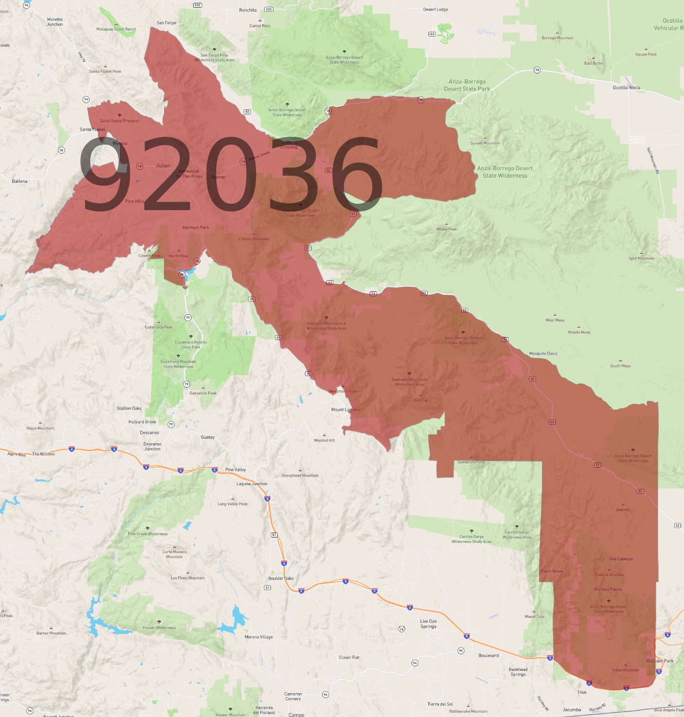 Zip Code 92036 - AtlasBig.com