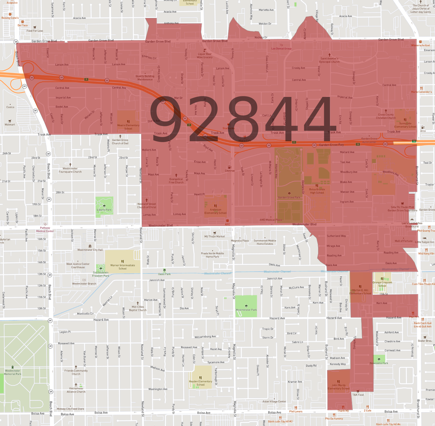 Zip Code 92844 - AtlasBig.com