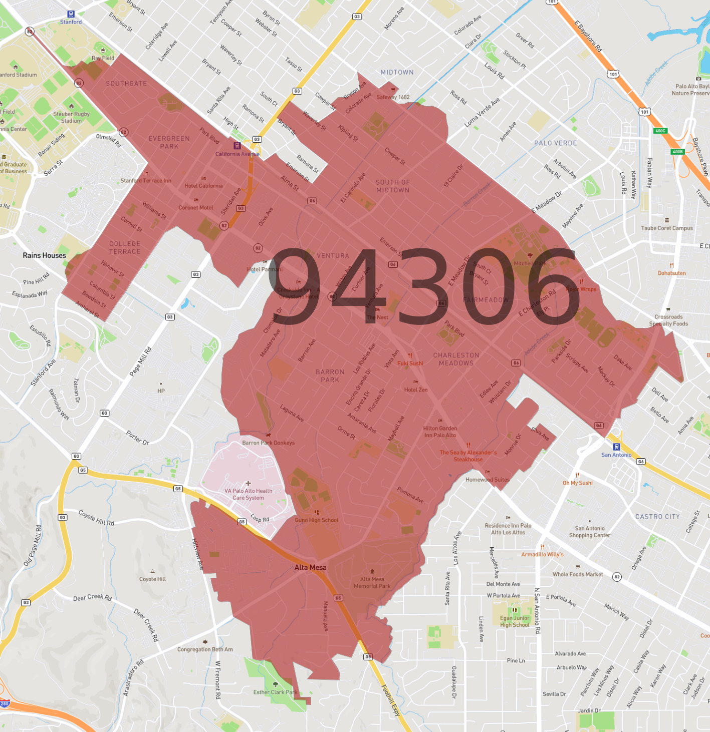Zip Code 94306 - AtlasBig.com