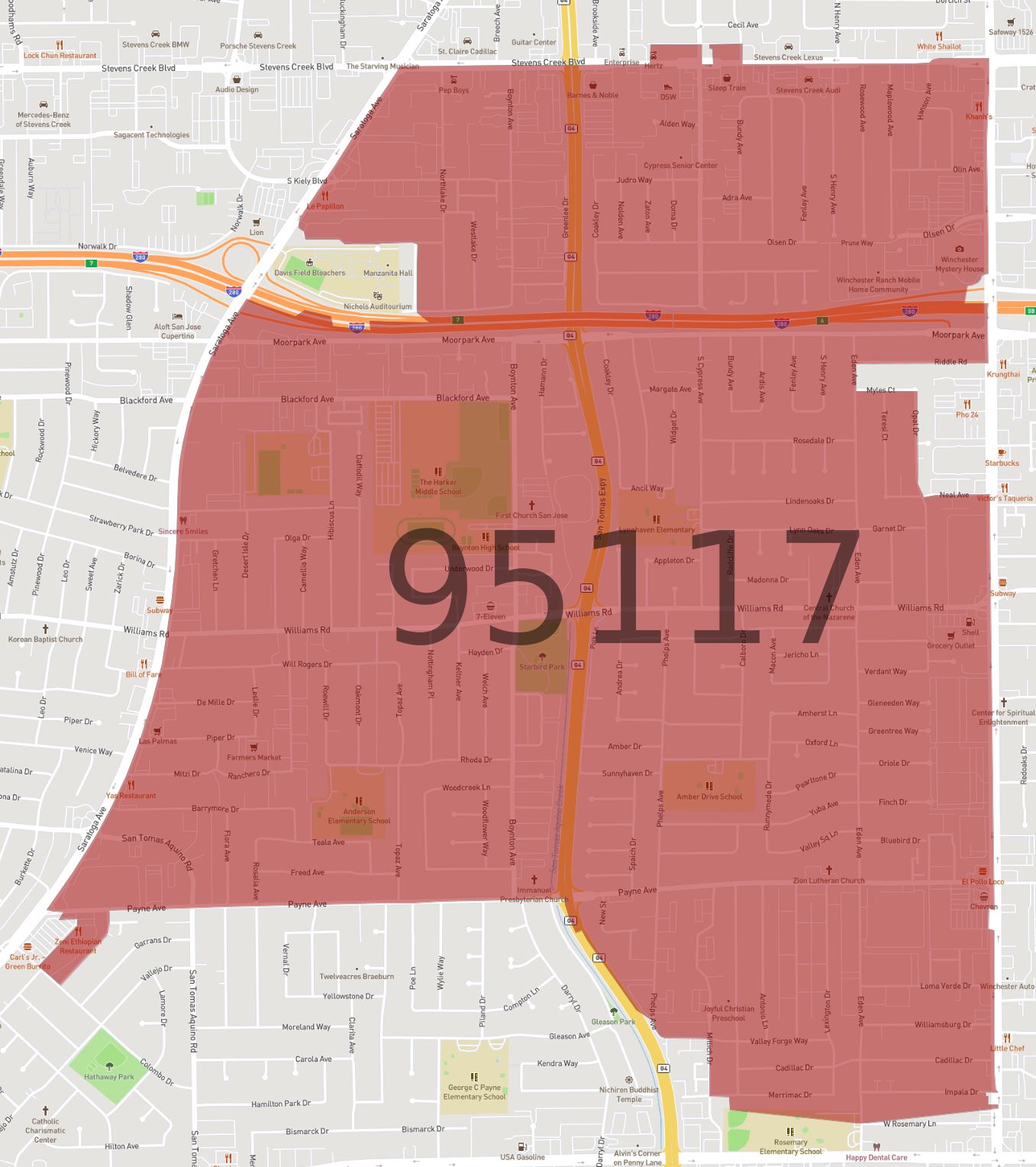 Zip Code 95117 - AtlasBig.com