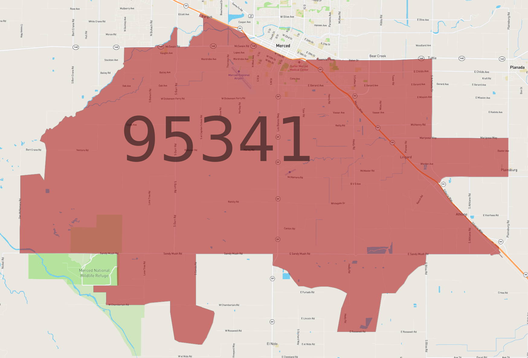 Zip Code 95341 - AtlasBig.com