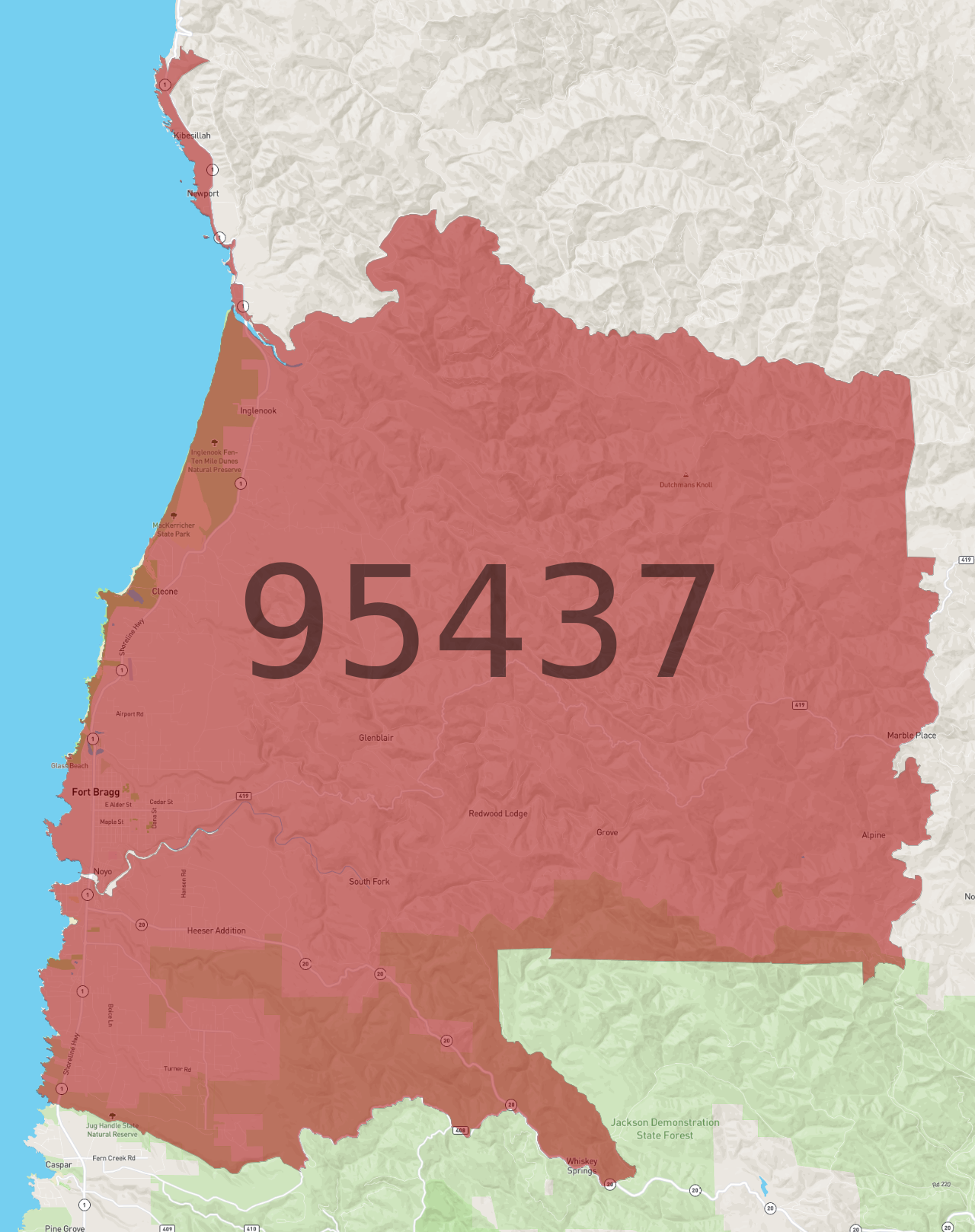 Zip Code 95437 - AtlasBig.com