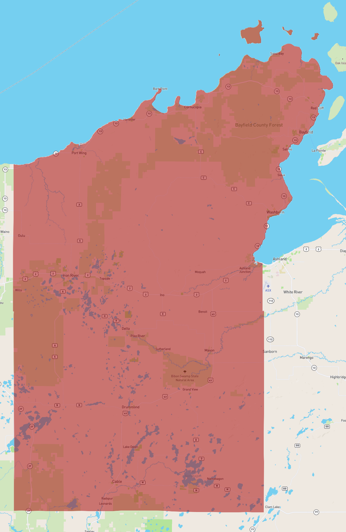 Wisconsin Bayfield County - AtlasBig.com