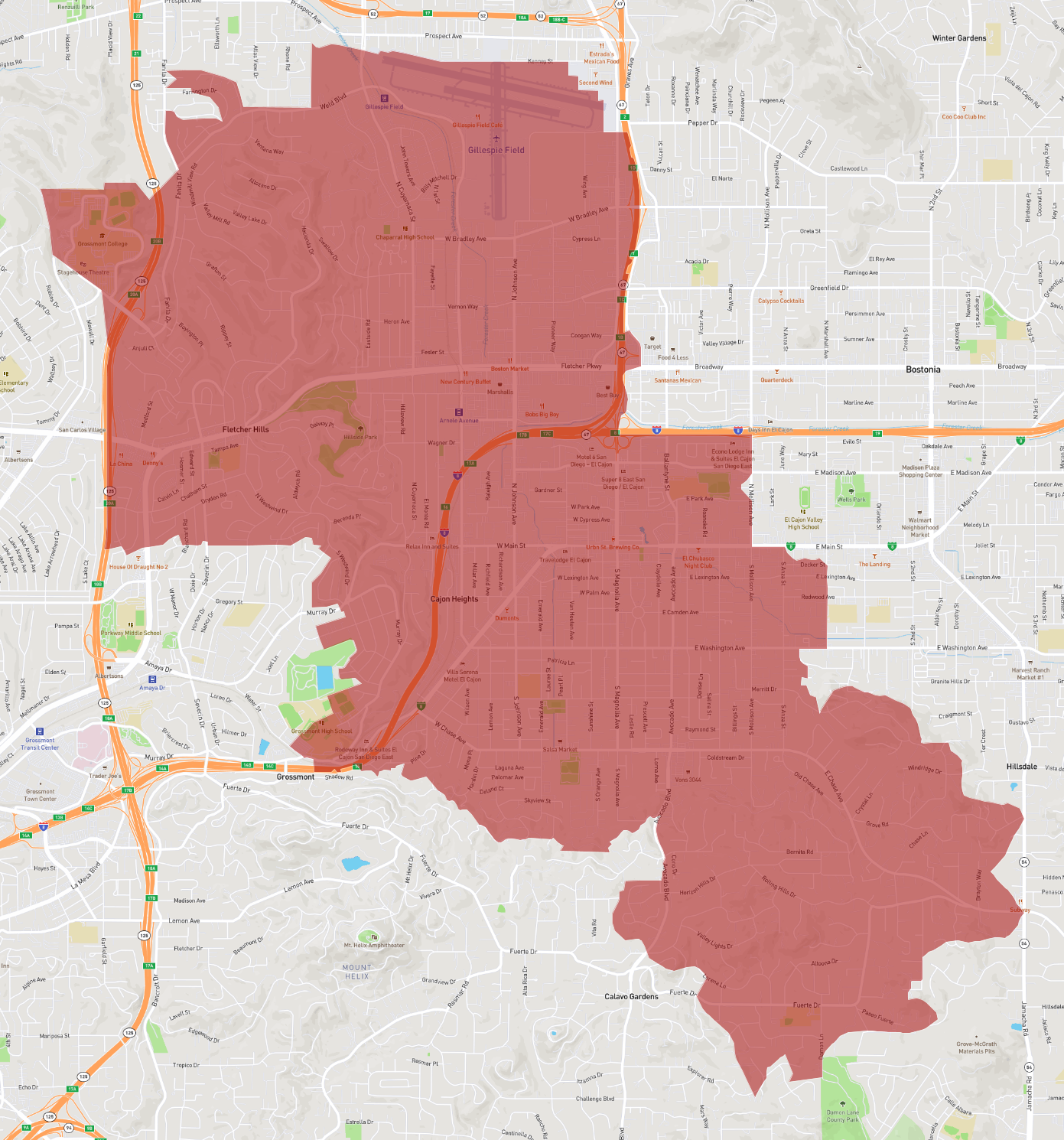 Zip Code 92020 - AtlasBig.com