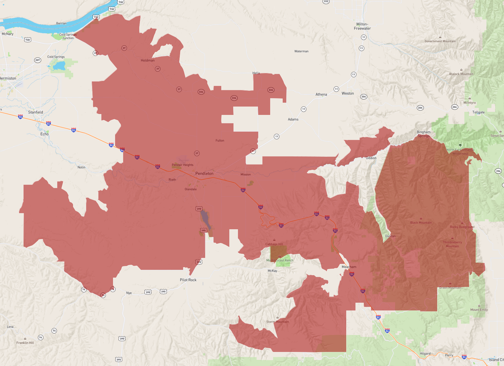 Zip Code 97801 - AtlasBig.com