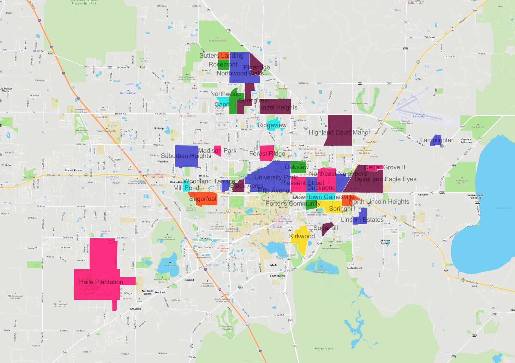 Neighbourhoods in Gainesville