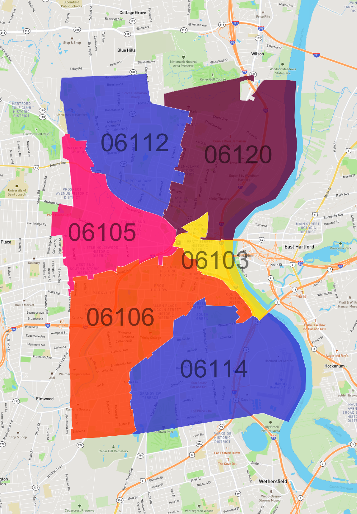 Zip Codes in Hartford