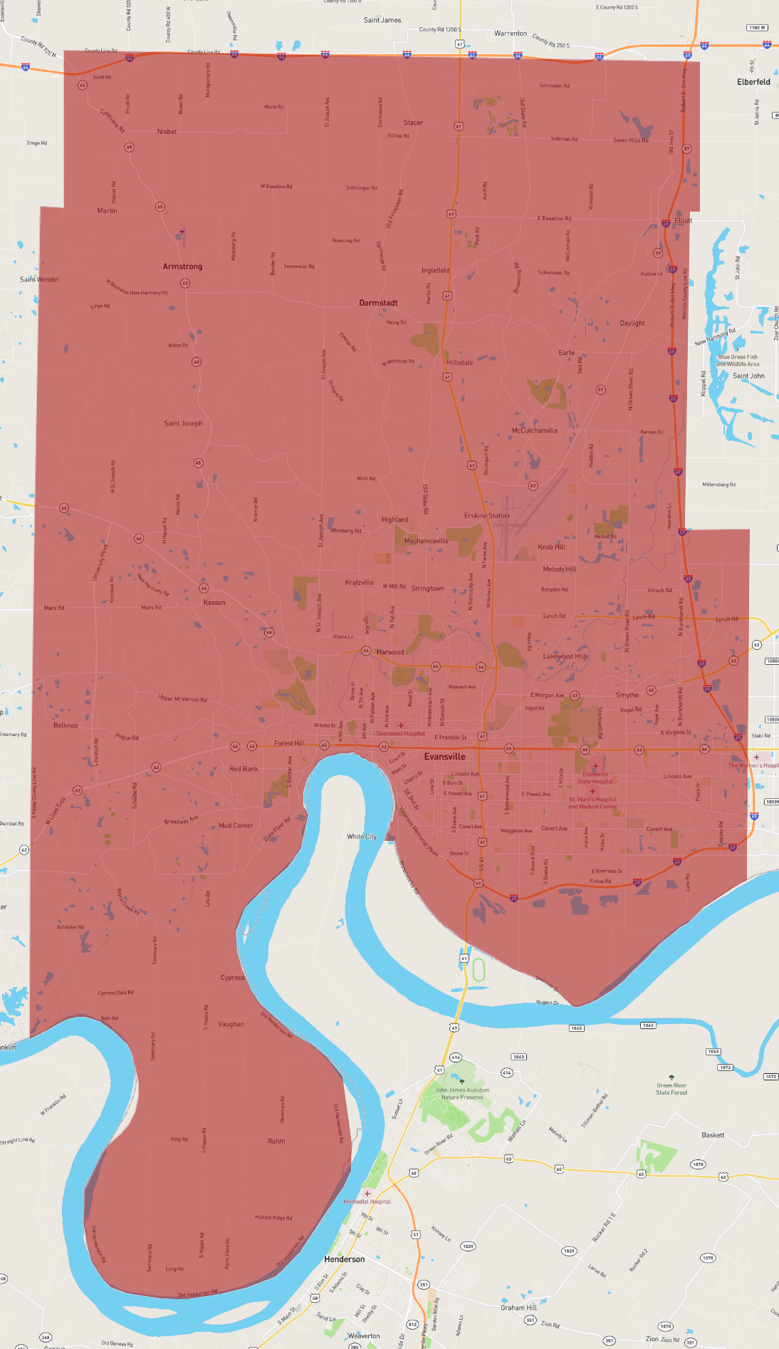 Indiana Vanderburgh County - AtlasBig.com