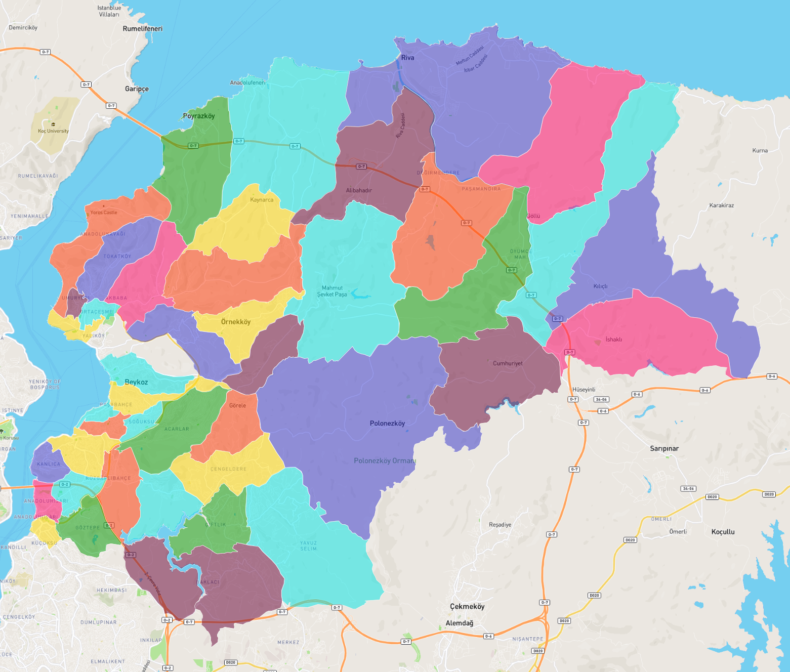 Istanbul Beykoz'un Mahalleleri, Nüfus Bilgileri, Haritalar ve İstatistikler