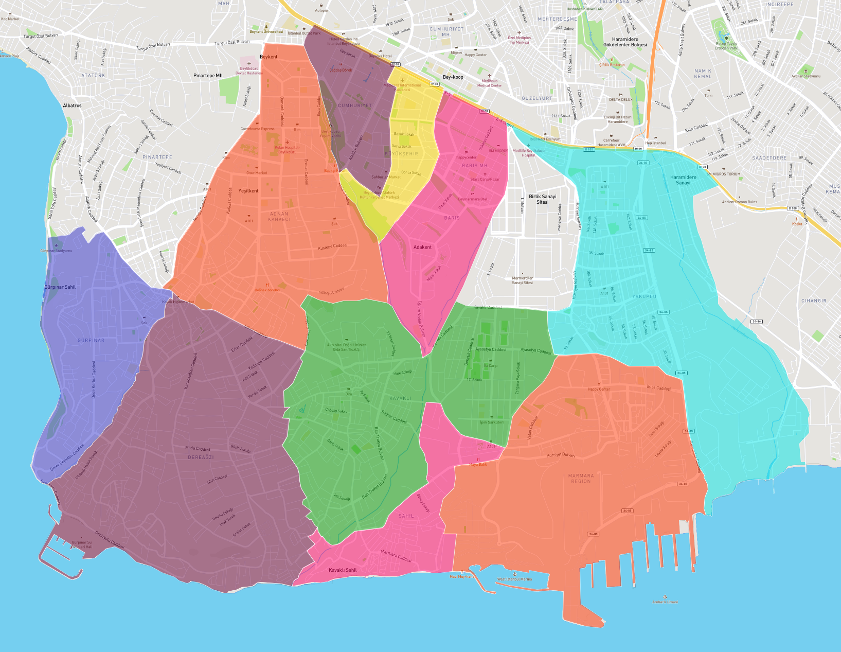 İstanbul Beylikdüzü'nün Mahalleleri - AtlasBig.com