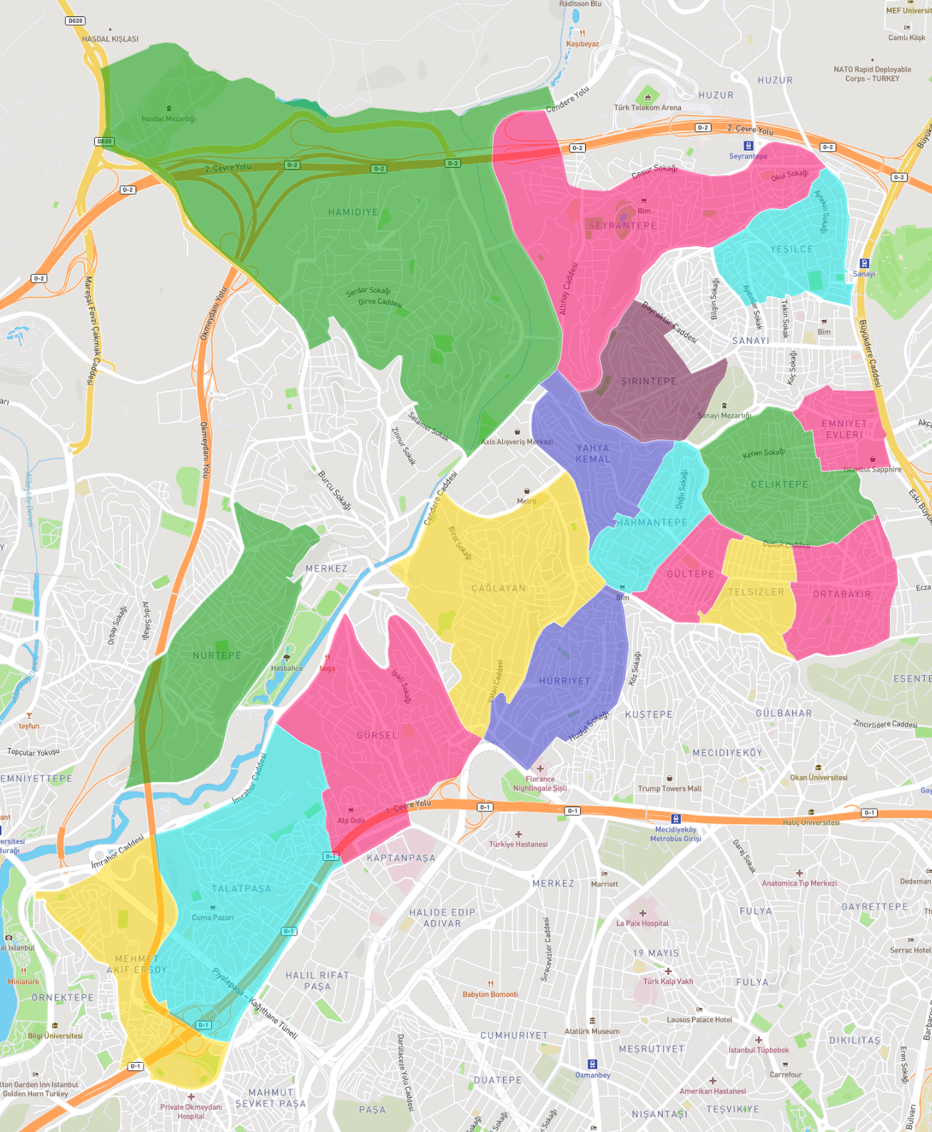 Istanbul Kağıthane'nin Mahalleleri, Nüfus Bilgileri, Haritalar ve ...