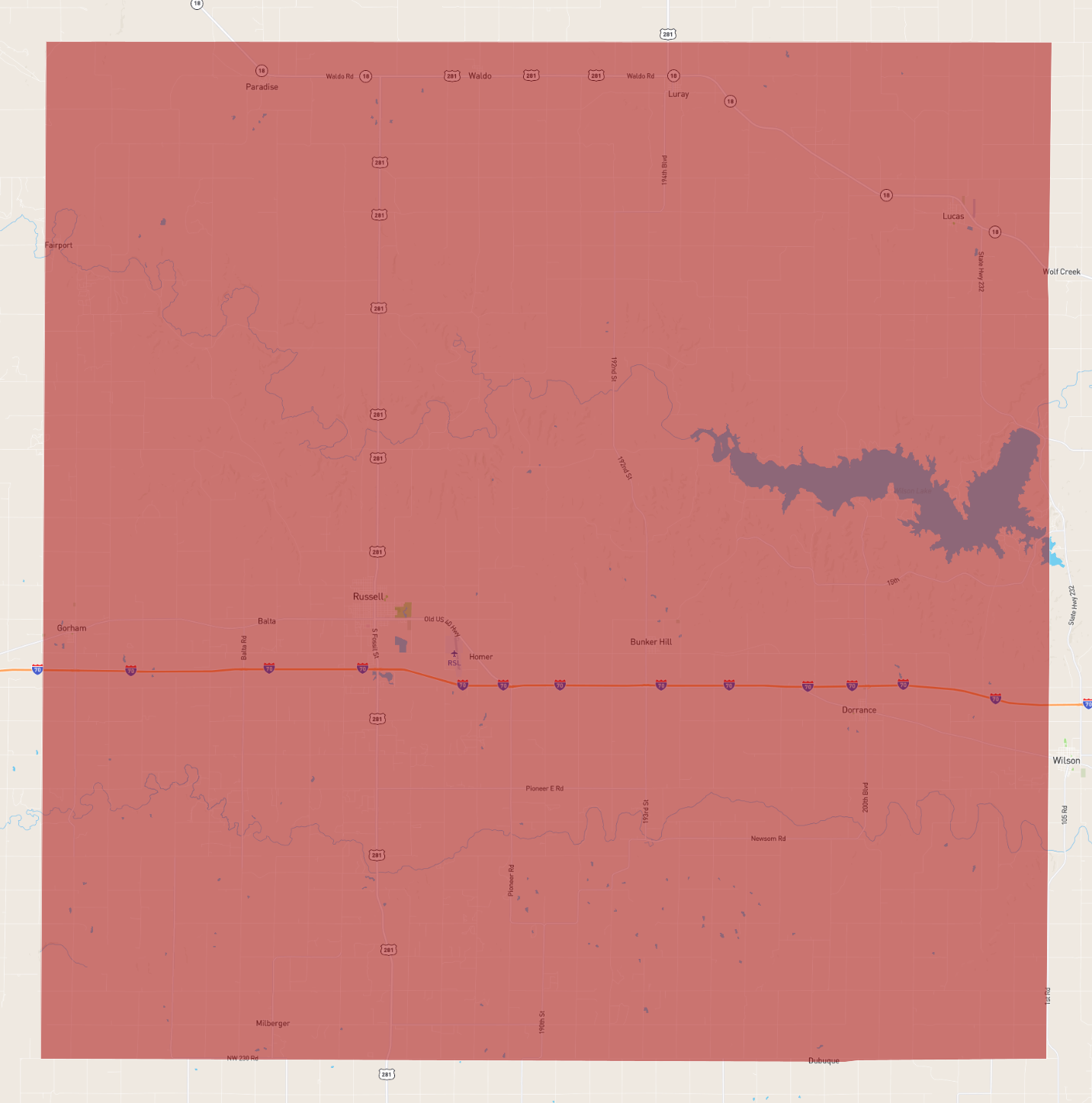 Kansas Russell County - AtlasBig.com