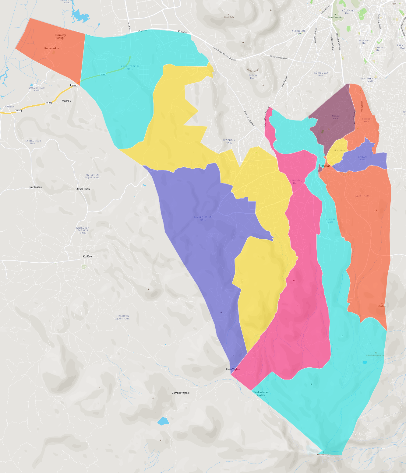 Kayseri Hacılar'ın Mahalleleri - AtlasBig.com